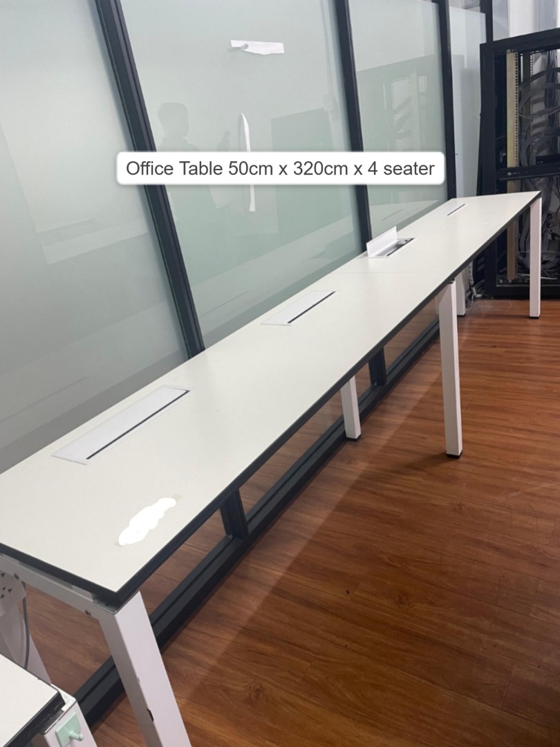 Office Table 50cm x 320cm x 4 seater, Furniture & Home Living, Office ...