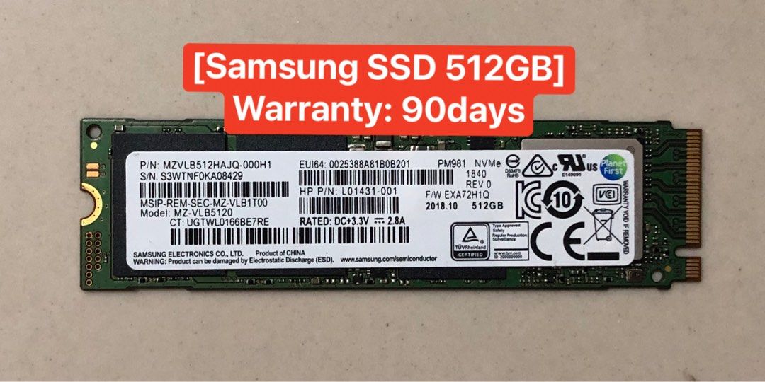 Samsung 512GB SSD NVme [M2], Computers & Tech, Parts & Accessories ...