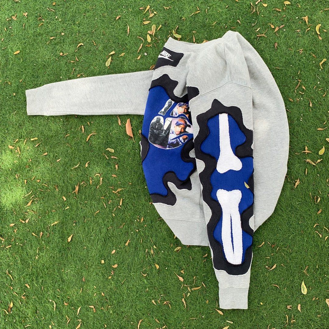 TUPAC x NIKE CENTRE LOGO SKELETON SWEATSHIRT REWORKED SKULL REWORK ...