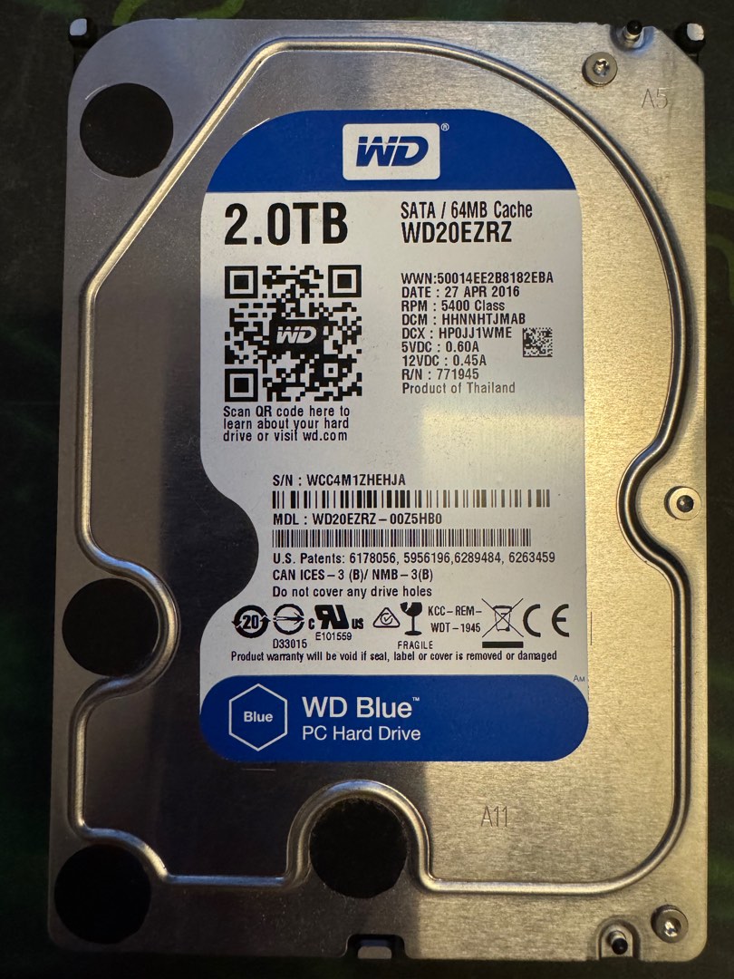 Western Digital WD Blue 2TB 3.5" Hard Drive, Computers & Tech, Parts ...