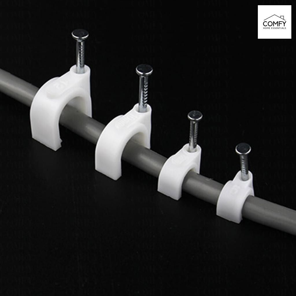 (100PCS/PACK) Cable Nail Clamp PVC Clips Ethernet LAN TV Electric Wires ...