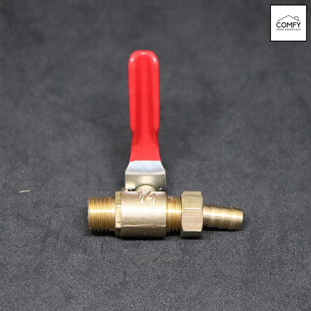 1/4 Inches HATO Brass Body Air Cock, 1/4" Red Handle Tracheal ...