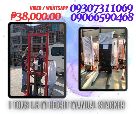 1 tons and 1.6 meters height manual stacker ready to pick up ...
