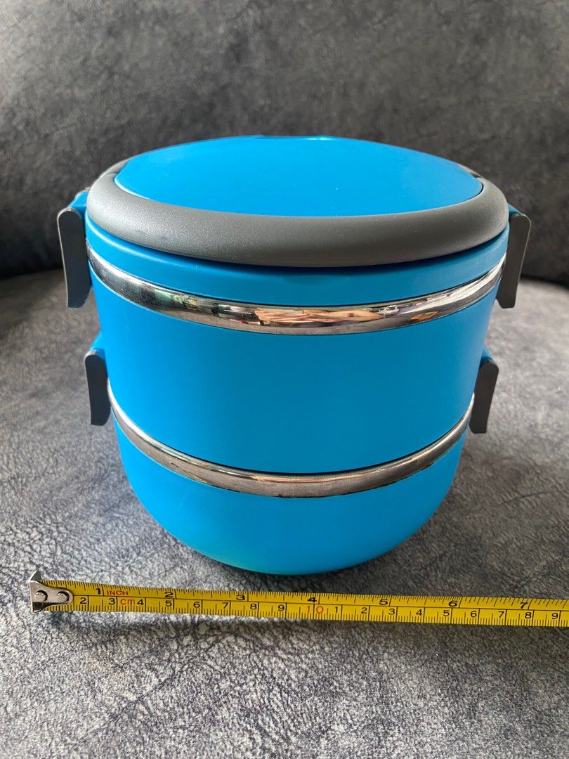 Blue food container/ double deck food storage/ tiffin carrier ...