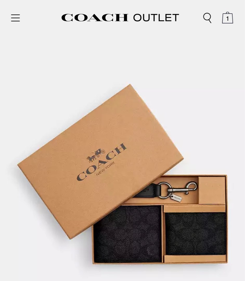 Boxed 3 In 1 Wallet Gift Set In Signature Canvas, Men's Fashion ...