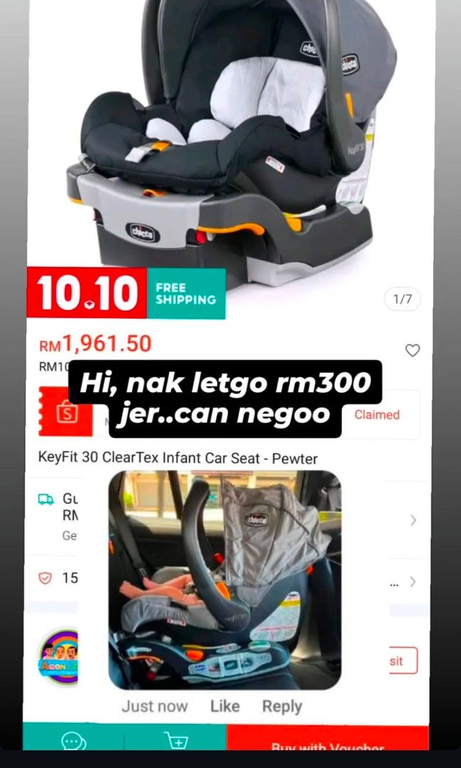 CAR SEAT KEYFIT CHICCO, Babies & Kids, Going Out, Car Seats on Carousell