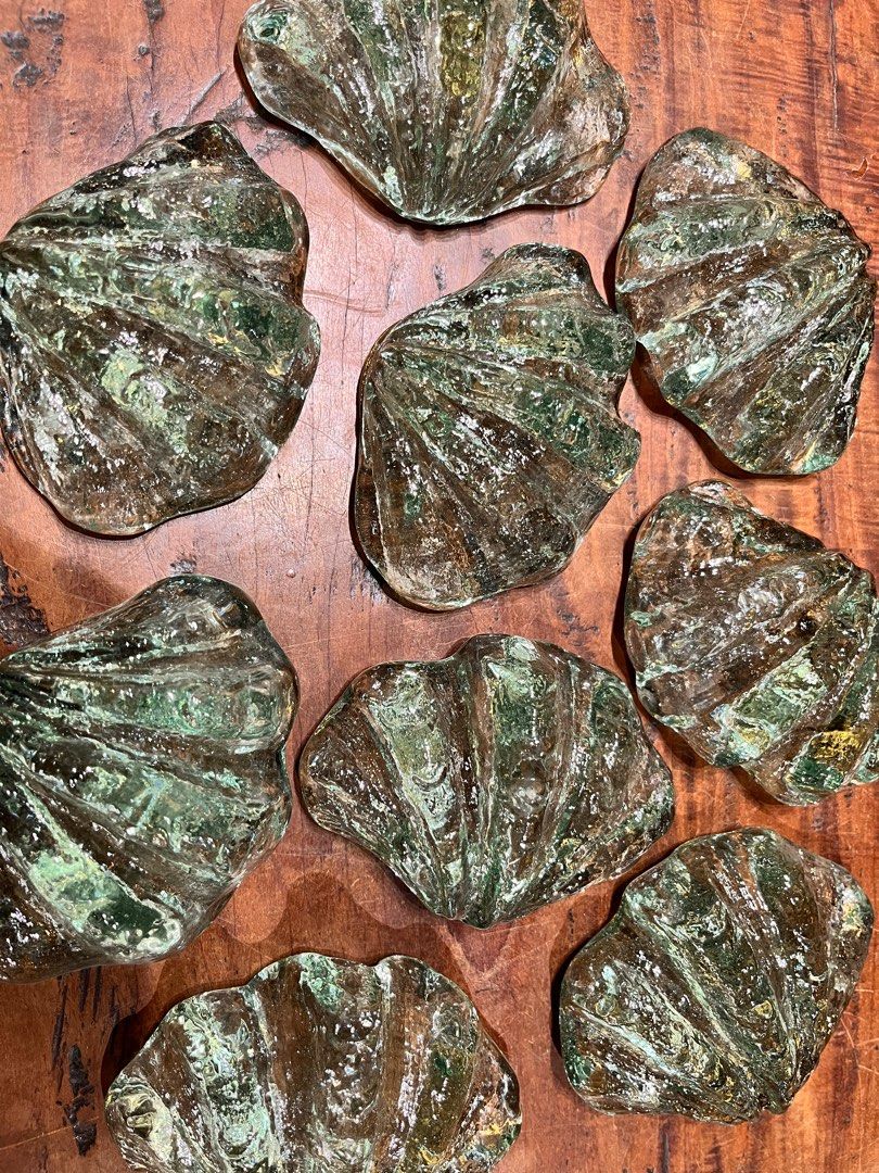 clam shell shape green glass, Furniture & Home Living, Home Decor ...