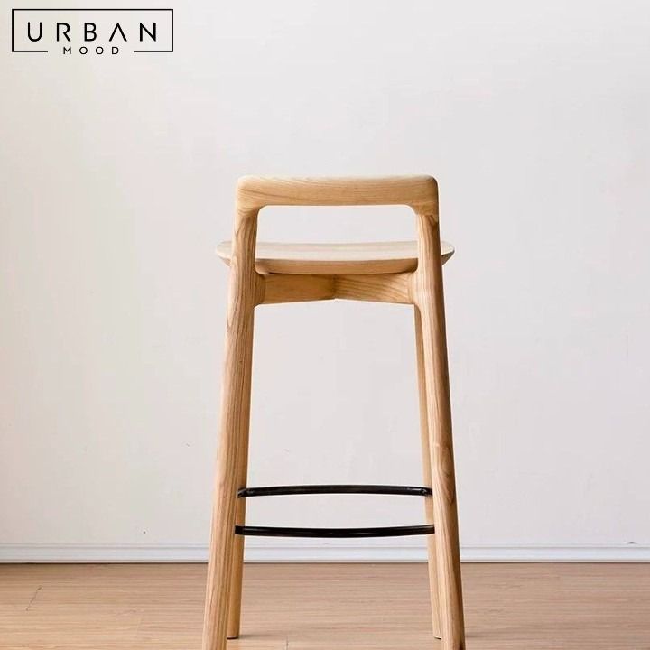 DEO Japandi Solid Wood Bar Stool, Furniture & Home Living, Furniture ...