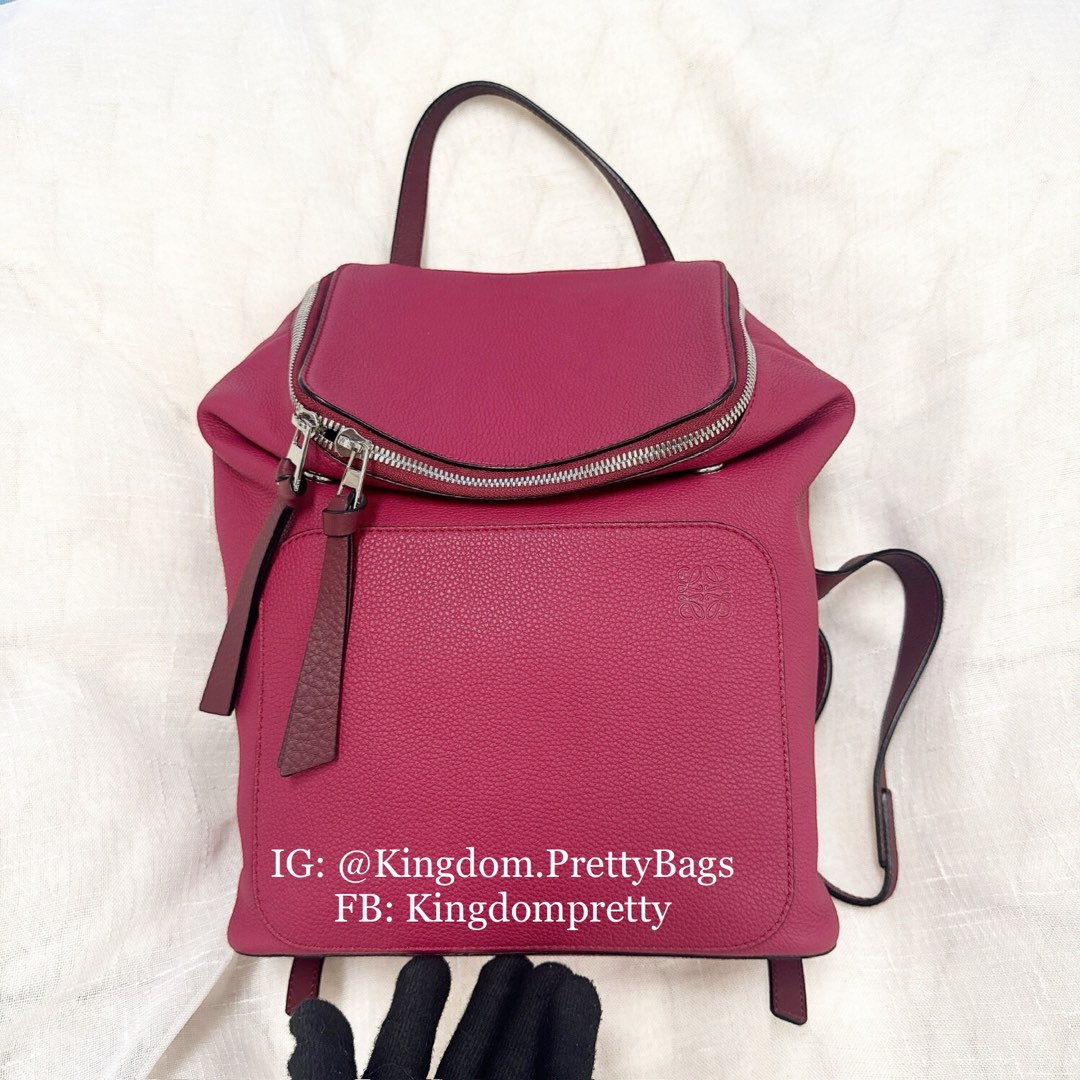 Loewe Goya Raspberry Double Zipped Backpack in Leather Pre-order, Women ...