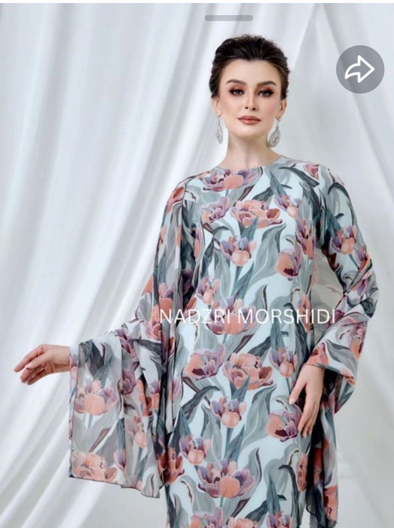 Nadzri morshidi kurung tiara (puff), Women's Fashion, Muslimah Fashion ...