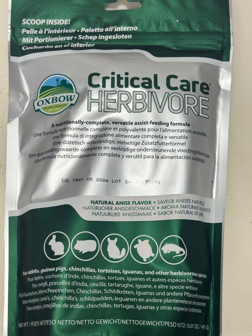 Oxbow Critical Care 454g Apple banana flavour expiry 16 July 2026, Pet ...