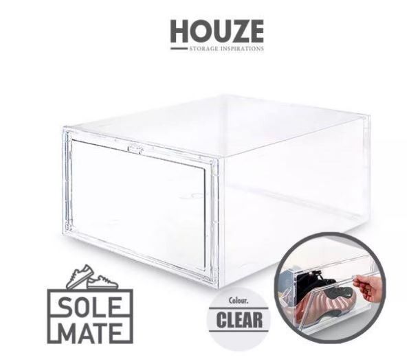 (Pack of 2) Shoe Box Houze SoleMate Side Drop Lid High-Cut Shoe Box ...