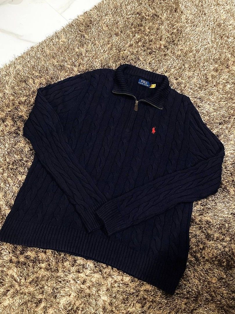 Polo Rl Cable knit Half zipper qr code ( nike adidas stussy carhart ...
