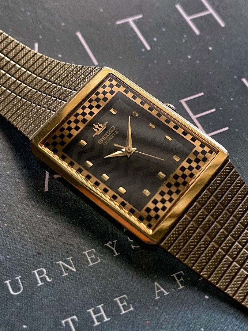 Rare Seiko Galaxy Tank Chessboard | Ref. V701-5H70 | Gold Plated Tank ...