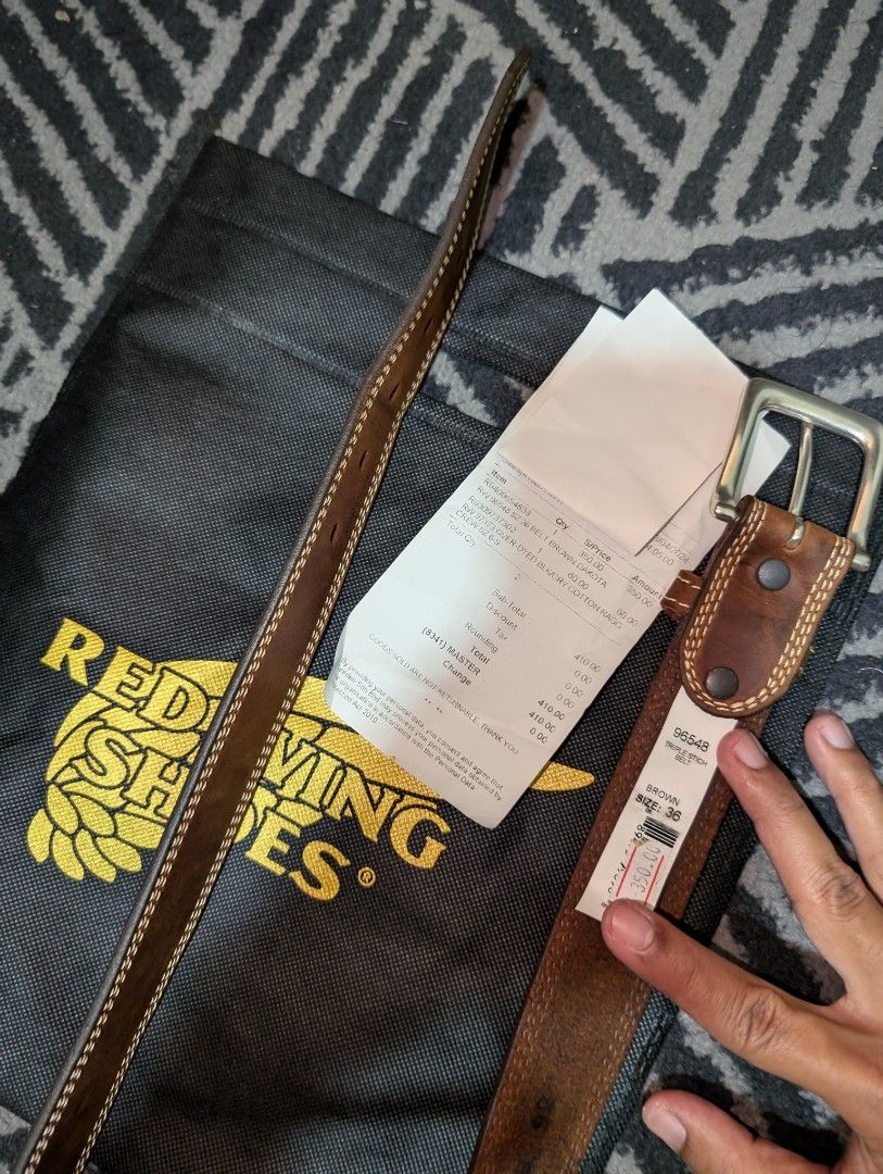 Red wing triple stitch belt. Dakota Brown sz 36, Men's Fashion, Watches ...