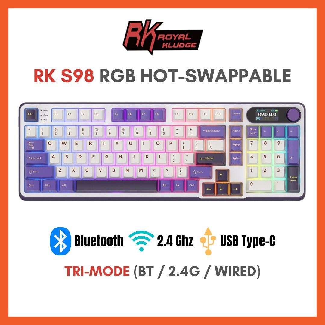 【SG】 Royal Kludge RK S98 Hot Swappable BT Wireless RGB Mechanical ...