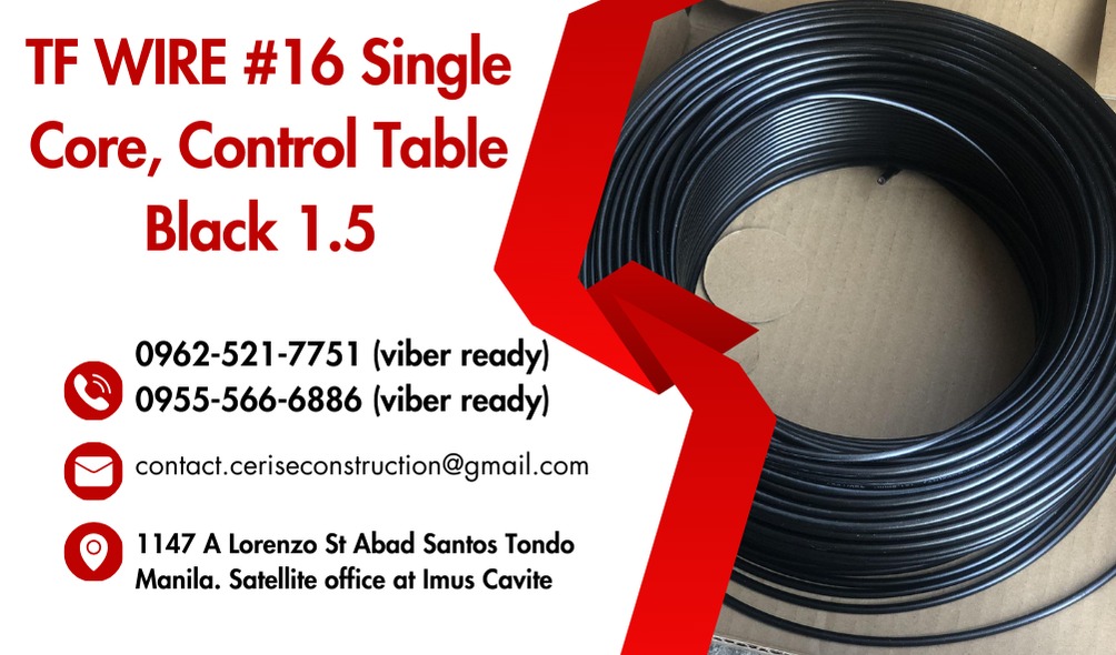 TF Wire #15 Single Core, Control Table Black 1.5, Commercial ...