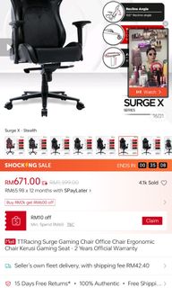 TTRacing Surge Gaming Chair, Furniture & Home Living, Furniture, Chairs ...