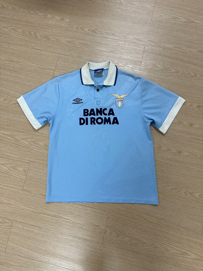 Vintage 1995 Lazio Banca Di Roma Home Kit Umbro Jersey, Men's Fashion ...