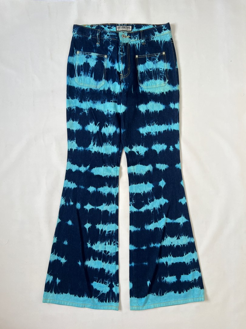 vintage bat jeans tiedye super wideleg flared pants, Women's Fashion ...