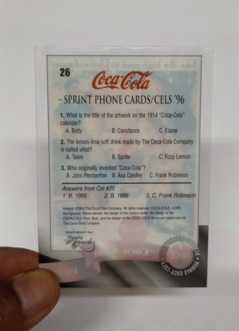 Vintage Coca Cola Cels Card, Hobbies & Toys, Collectibles & Memorabilia, Vintage Collectibles on ...