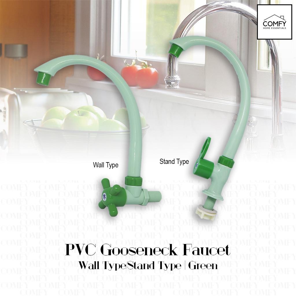 (Wall Type/Stand Type) Green PVC Plastic Gooseneck Long Bathroom Tap ...