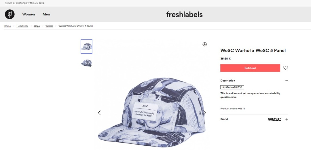Andy Warhol X WeSC 5 Panel, Men's Fashion, Watches & Accessories, Caps ...