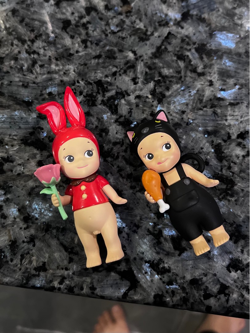 AS SET: sonny angel catlife black chicken and gol rose rabbit, Hobbies ...