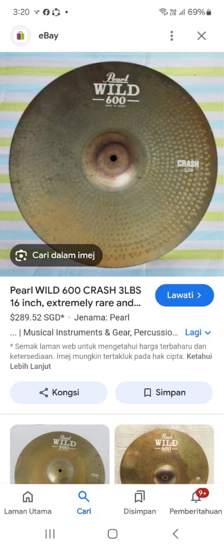 cymbal pearl wild 3 lbs made in japan nos stok berminat cal wsap ...