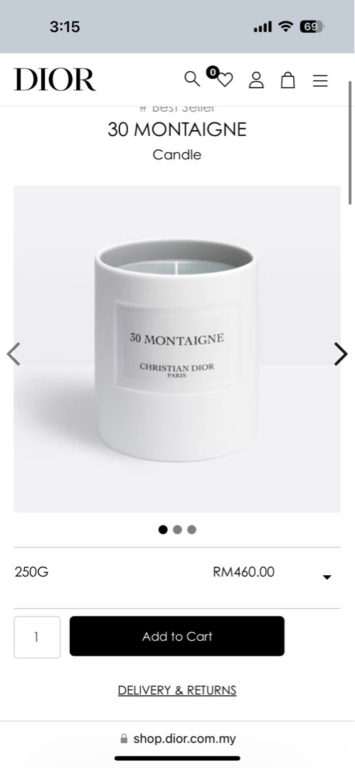 Dior LCP 30 Montaigne Candle 250g, Furniture & Home Living, Home ...