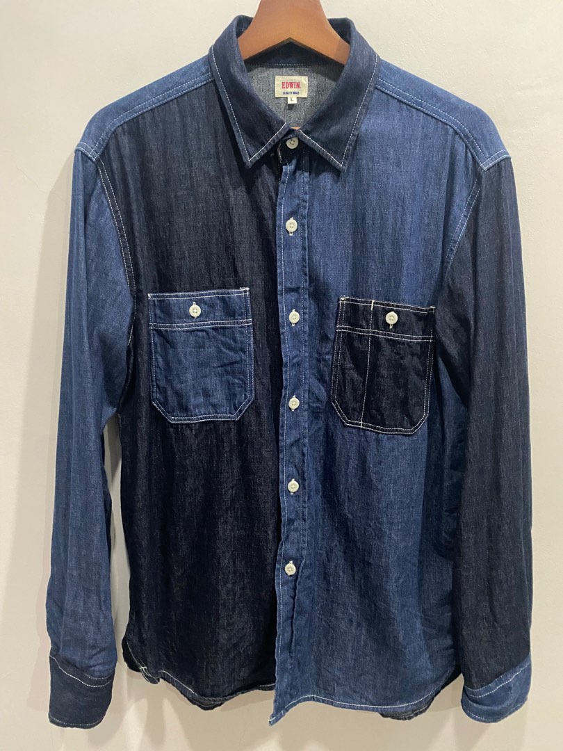 Edwin Two Tone Denim Work Shirt, Men's Fashion, Tops & Sets, Formal Shirts on Carousell