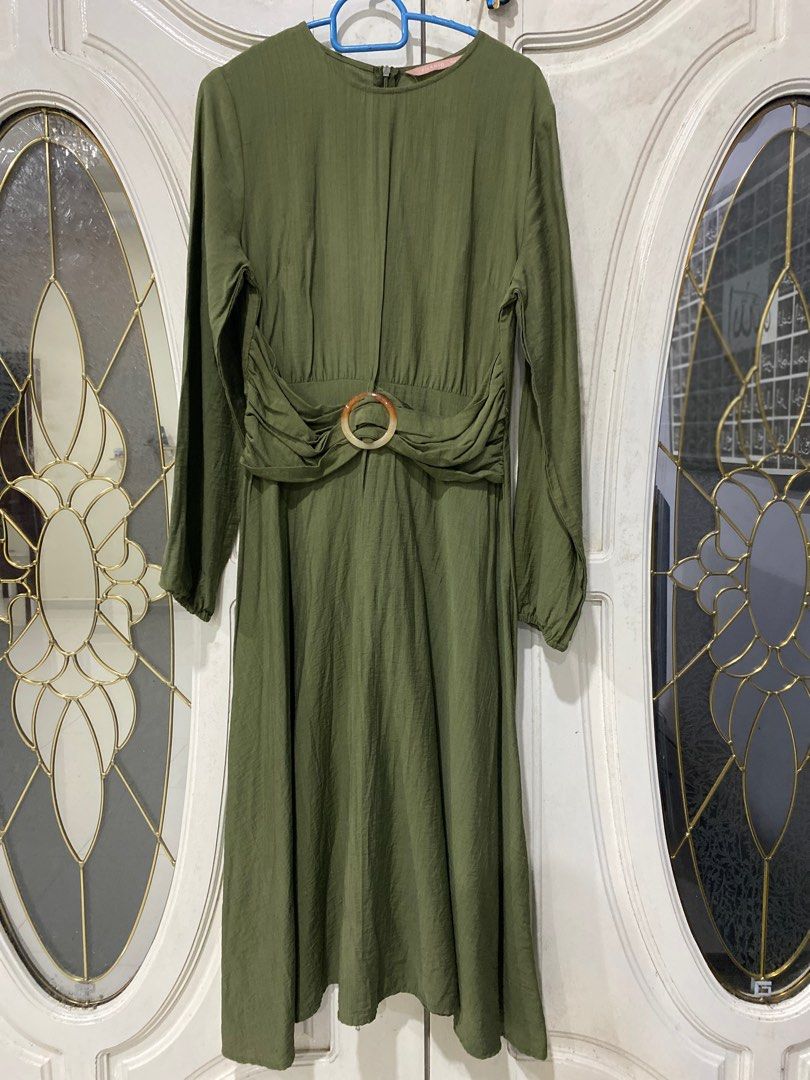 Filanto mid calf length dress in Army/ Sage green, Women's Fashion ...