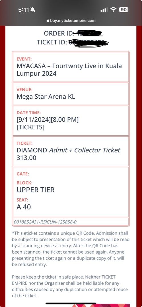 FOURTWNTY DIAMOND ROW A TICKET, Tickets & Vouchers, Event Tickets on ...