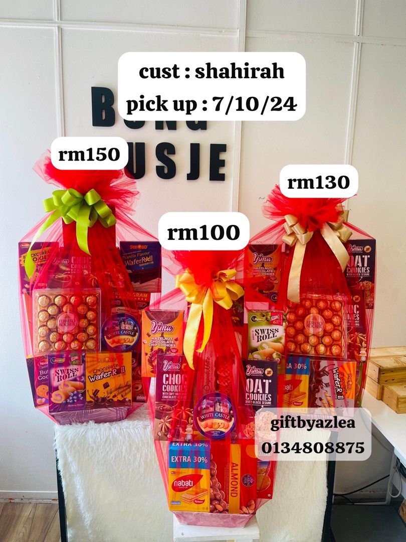 Hamper makanan dan minuman netting cantik, Food & Drinks, Gift Baskets ...