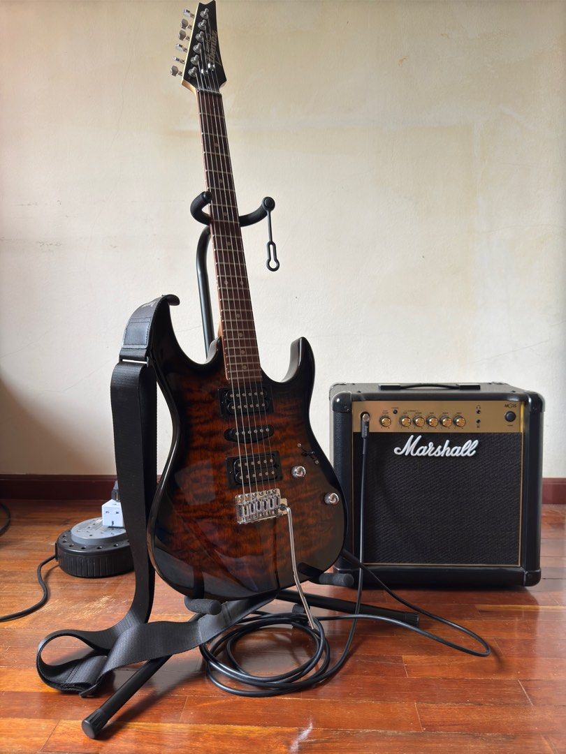 Ibanez Gio GRX70QA + Marshall MG15G, Hobbies & Toys, Music & Media ...