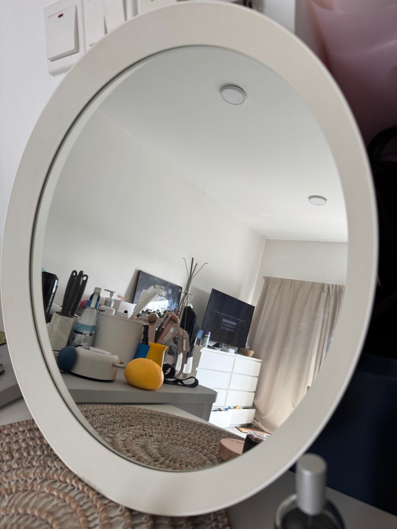 Ikea langesund mirror white 50cm, Furniture & Home Living, Home Decor ...