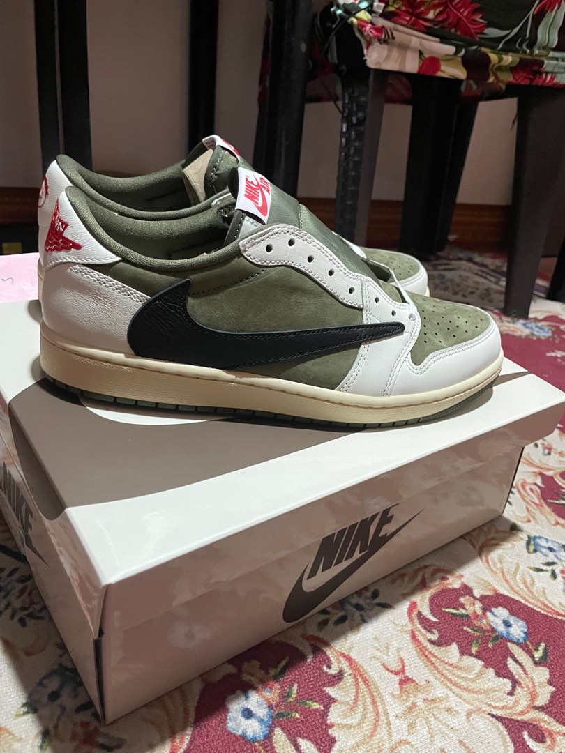 J1 Low Travis Scott “Reverse Olive”, Men's Fashion, Footwear, Sneakers ...