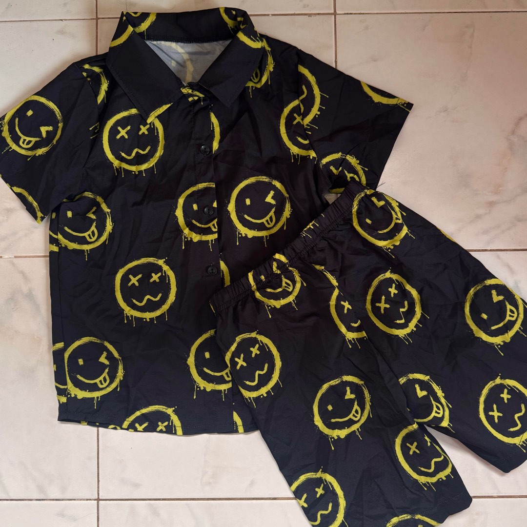 SHEIN KIDS BLACK EMOTICONS COORDS, Babies & Kids, Babies & Kids Fashion ...