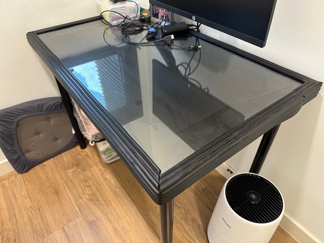 IKEA Linnmon Table with glasstop 100cm x 60cm, Furniture & Home Living ...