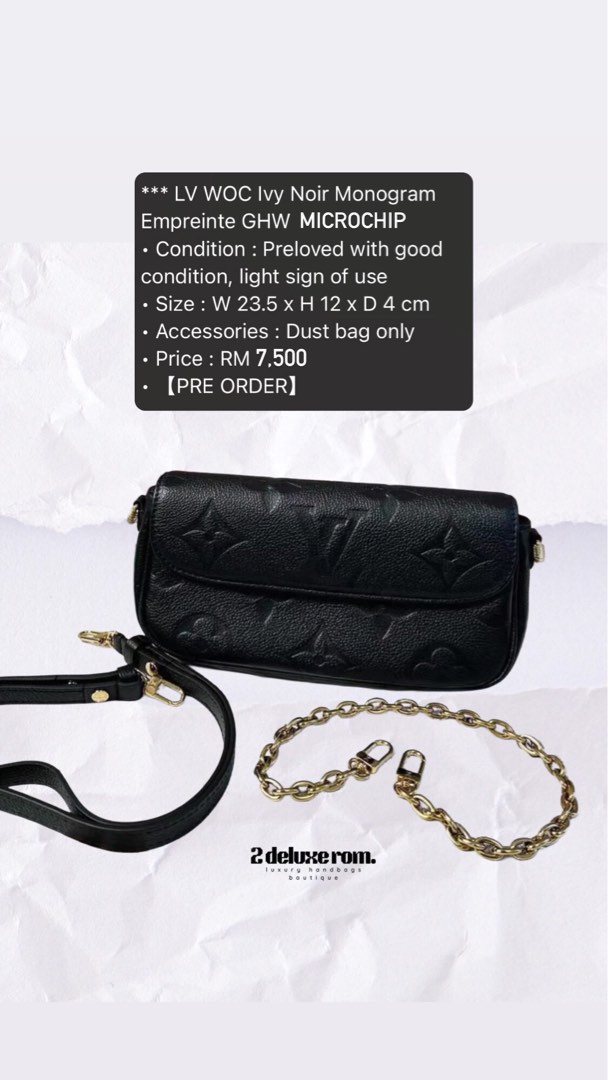 LV WOC Ivy Noir Monogram Empreinte GHW Mocrochip| FIXED PRICE, Luxury ...