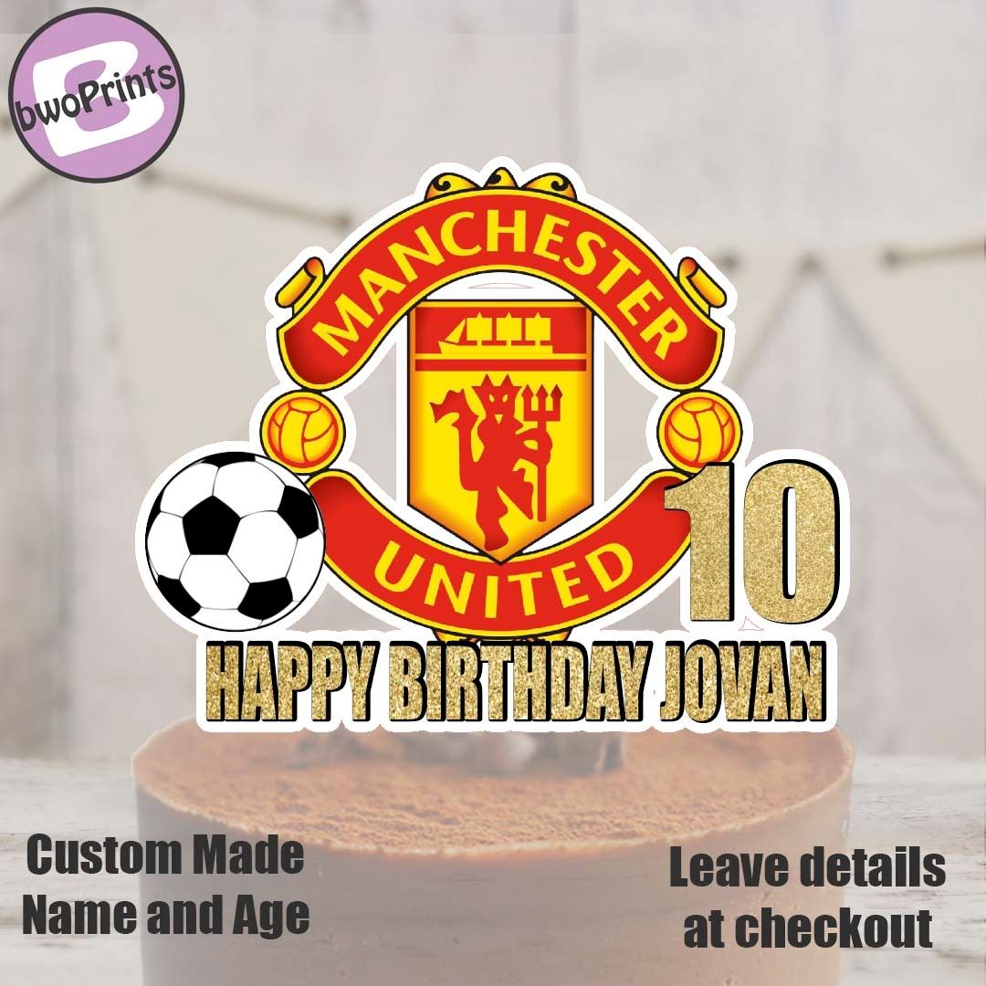 Manchester United English Football Club Birthday Cake Topper Party ...