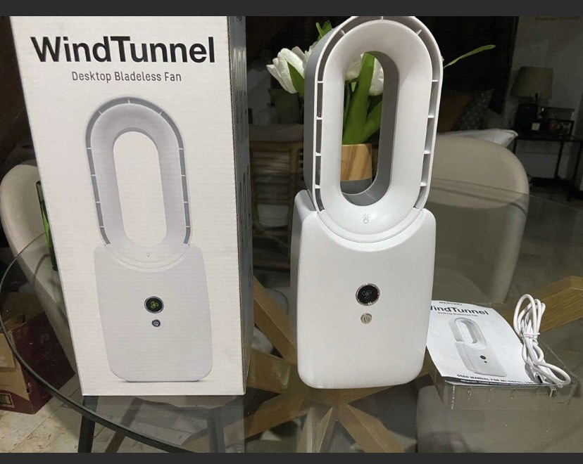 Merkury Wind Tunnel desktop bladeless LED lights quiet fan, TV & Home ...