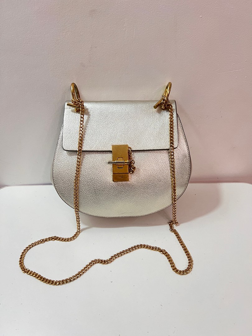 Original Chloe Drew Metallic Silver Chain Bag, Luxury, Bags & Wallets ...
