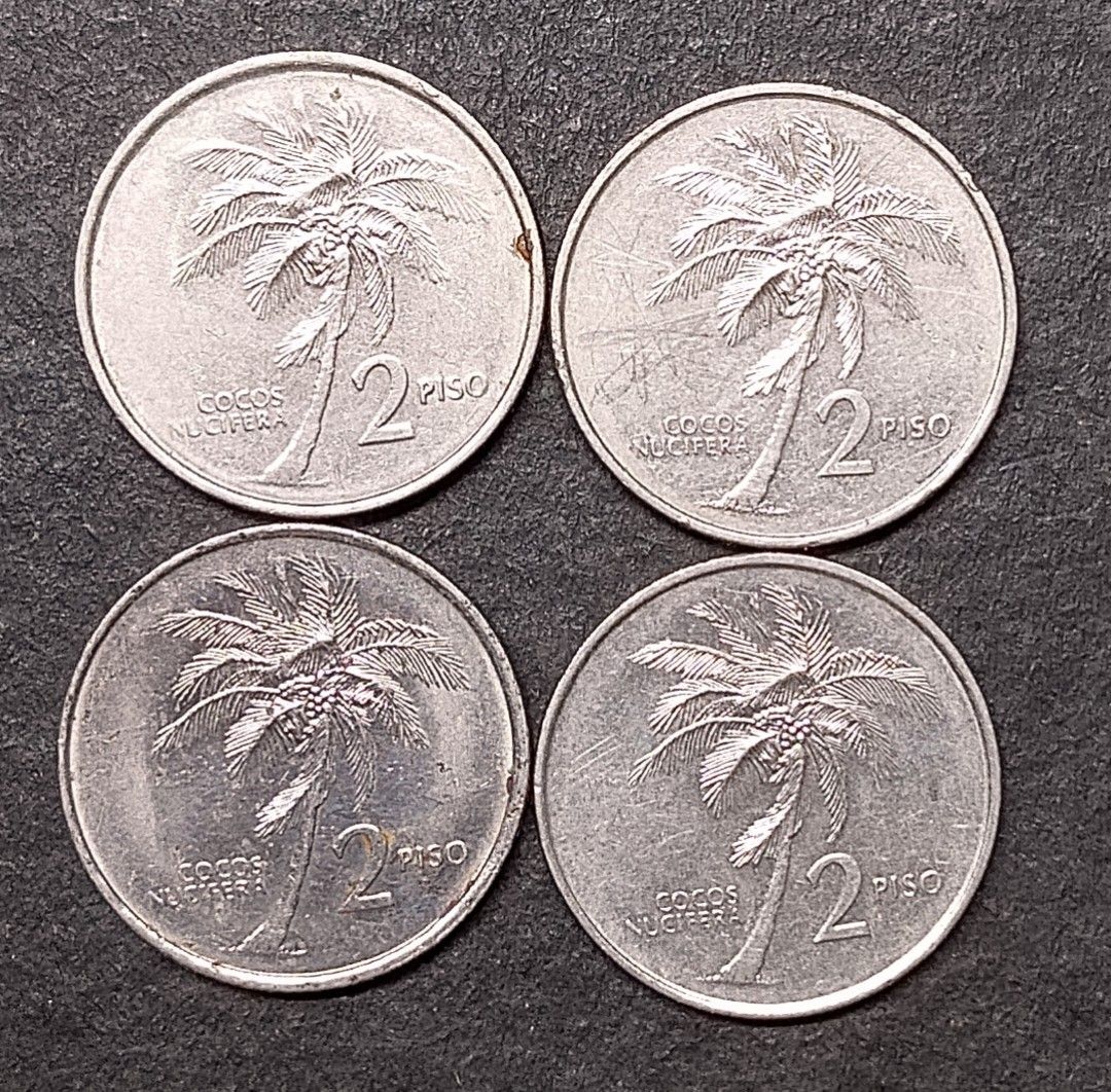 Pilipinas 1991, 1992 ,1993 & 1994 New Design Series 2 Piso old coin ...