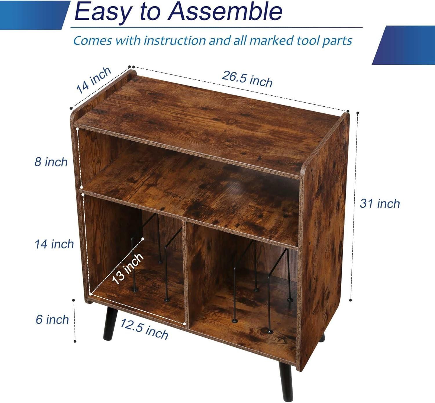 Possile 3-Tier Vintage Record Player Stand, Mid-Century Vinyl Record ...