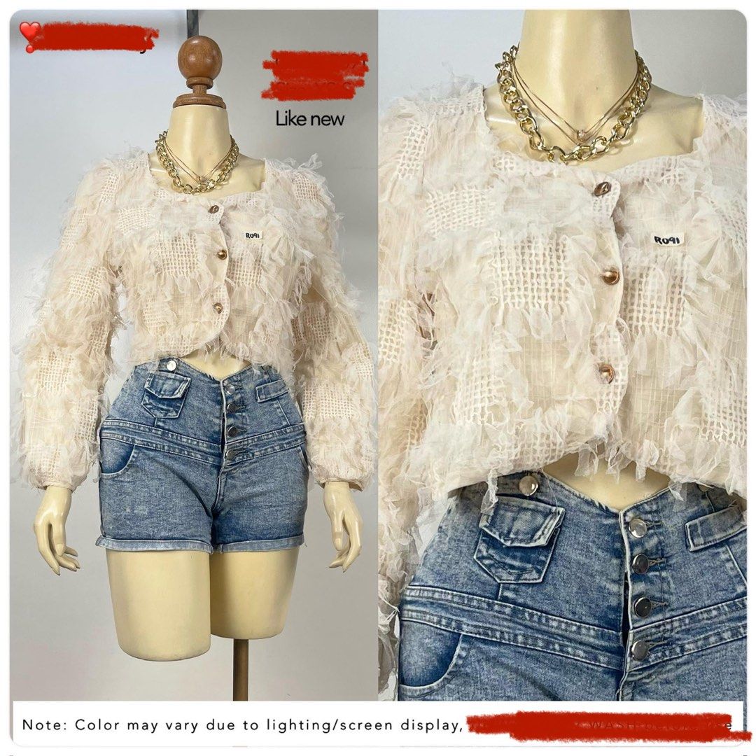 Rare Unique Textured Fringe Beige Cream Neutral Korean Japanese Fashion ...