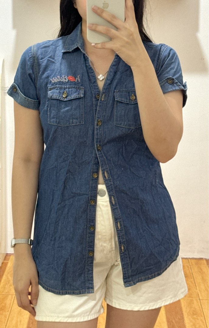 Retro maong blouse/polo for girls, Women's Fashion, Tops, Blouses on ...