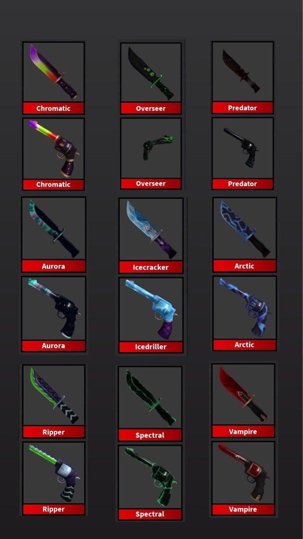 [RM7] Each Set 🔥 Legendary Set Knife Gun 🔥 Murder Mystery 2 🔥 MM2 🔥 ...