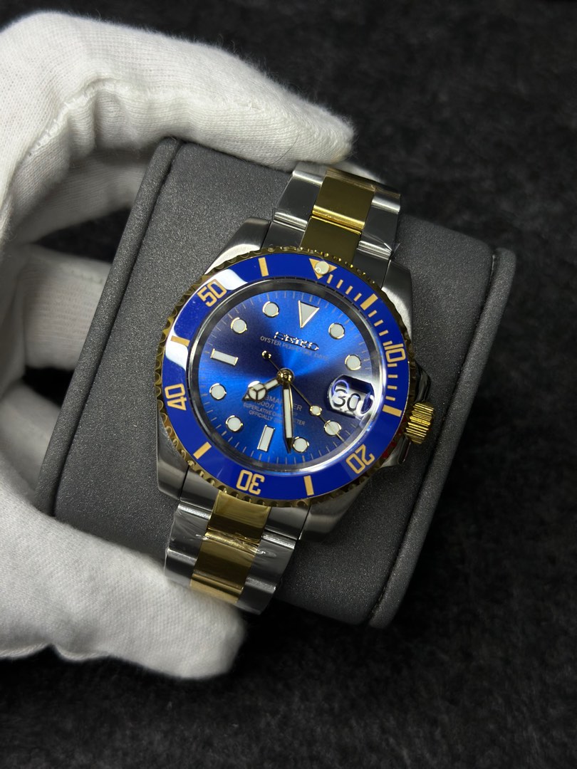 Seiko Blue Gold Submariner Mod, Men's Fashion, Watches & Accessories ...