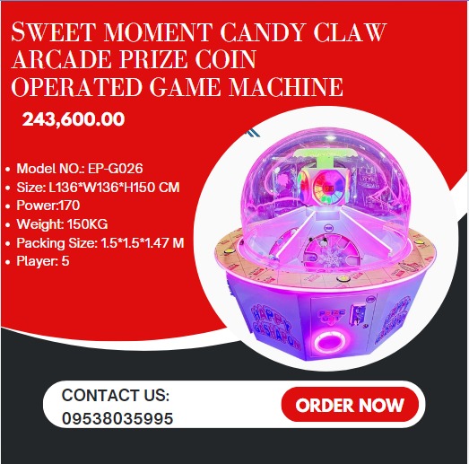 SWEET MOMENT CANDY CLAW ARCADE PRIZE COIN OPERATED GAME MACHINE ...